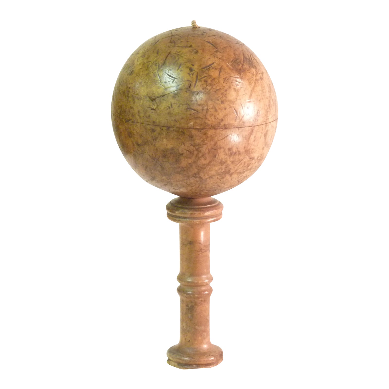 Antique Yewood Sphere on Stand | Chairish