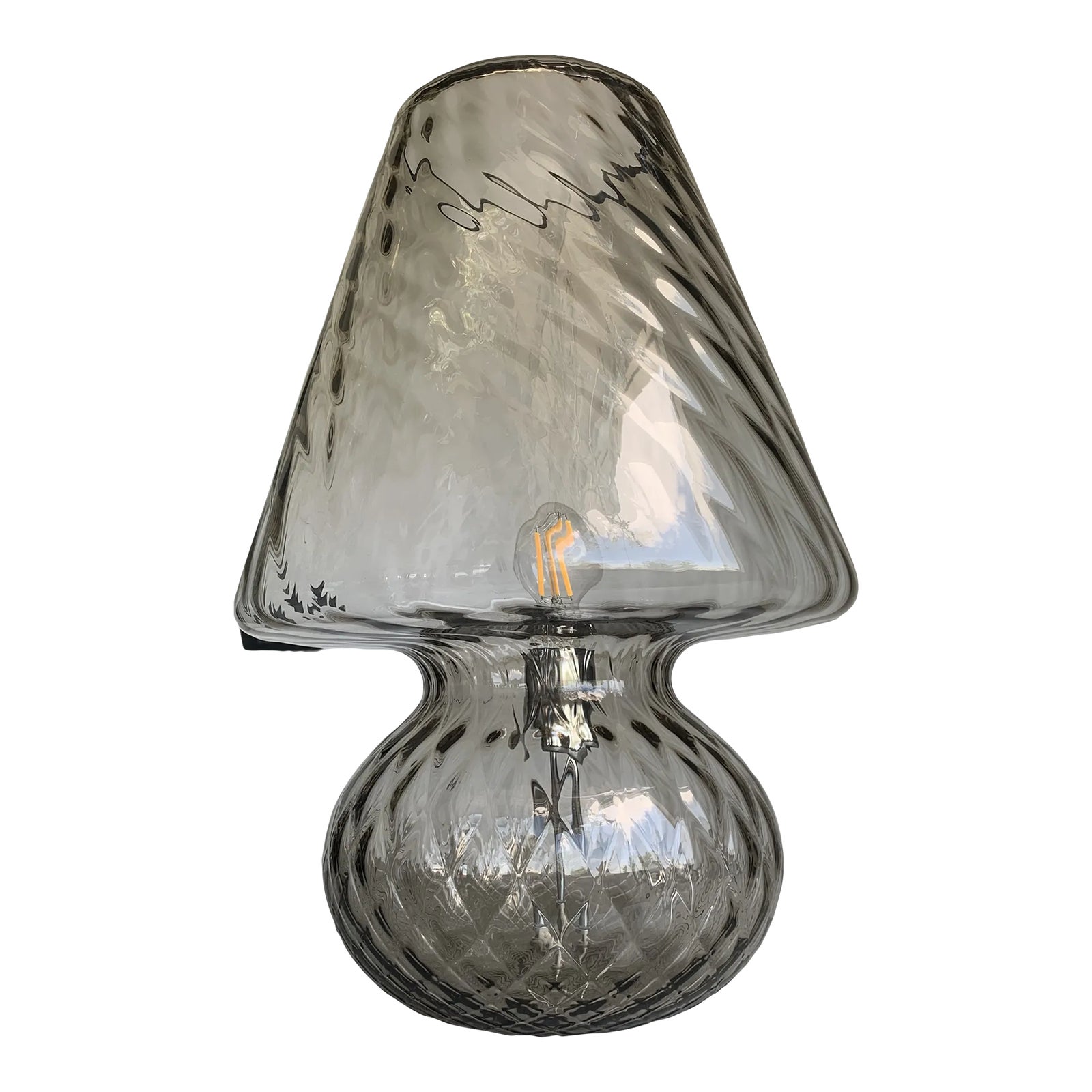 Smoked Fume' Murano Style Glass Table Lamp With Diamond Processing ...