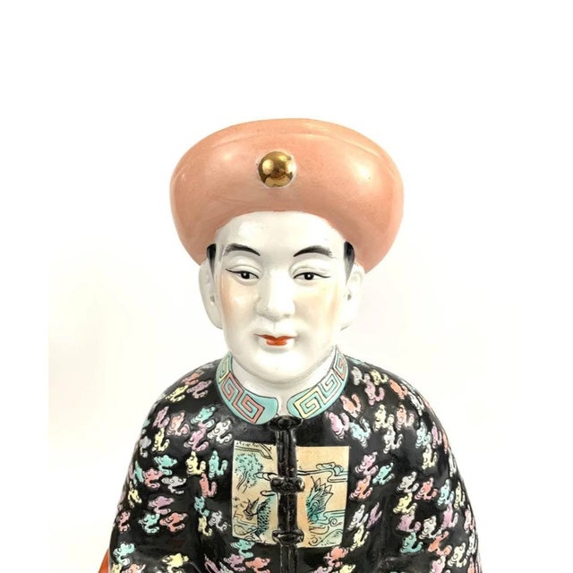 Extra Large 1960s Vintage Hand-Painted Porcelain Emperor Sculpture ...