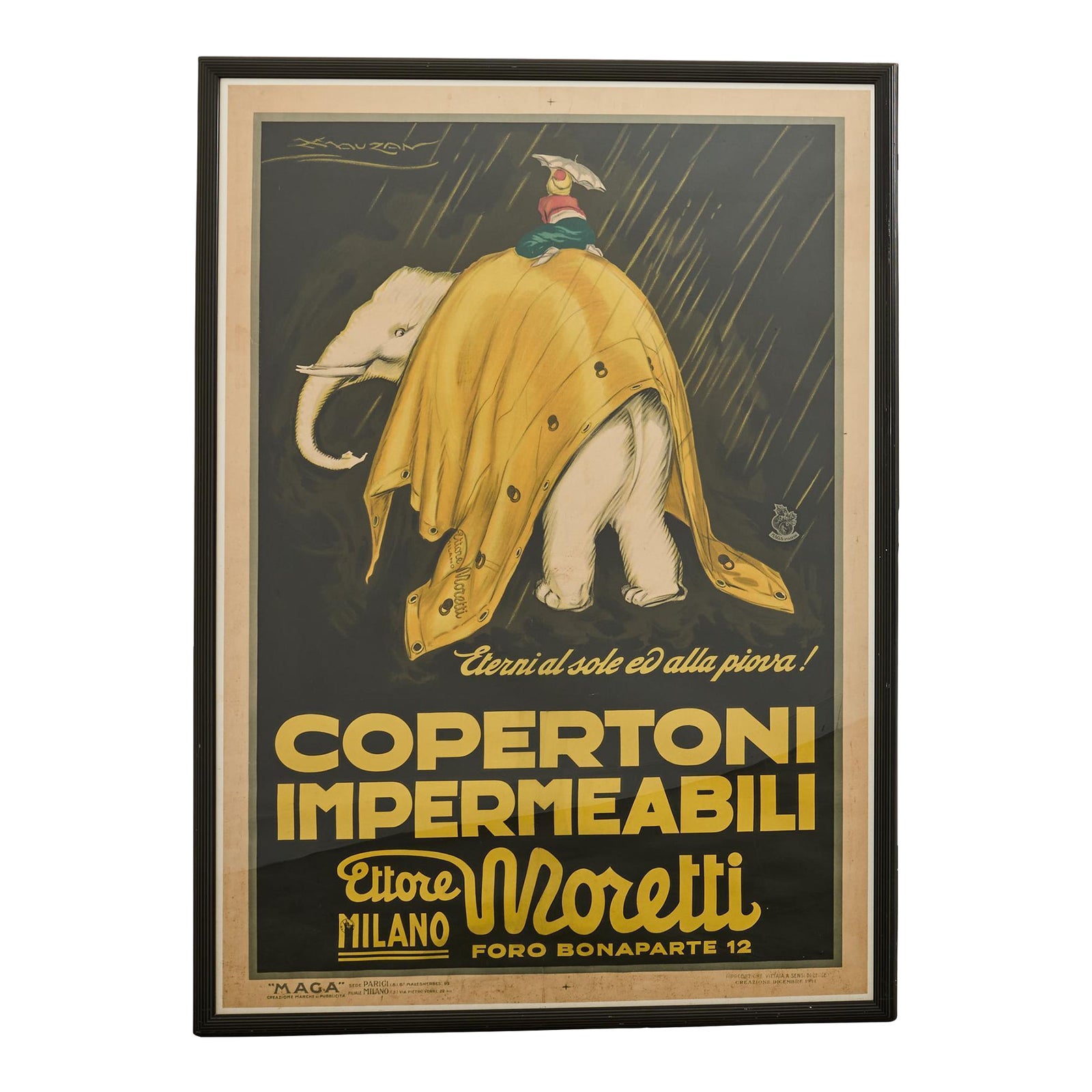 Achille Luciano Mauzan Commercial Ad Poster for Moretti | Chairish