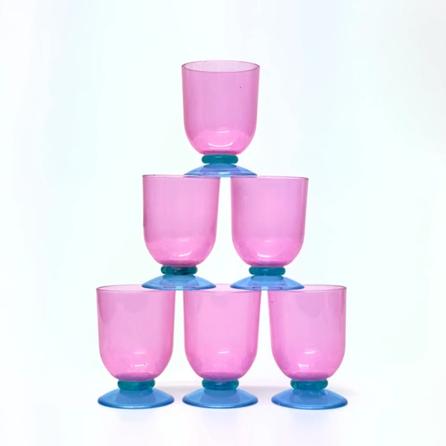 1980s Memphis Style Acrylic Color Blocked Drinking Glasses- Set of 6 ...