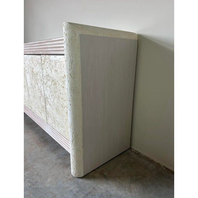 80's Postmodern Faux Coral Stone and Wood Sideboard | Chairish