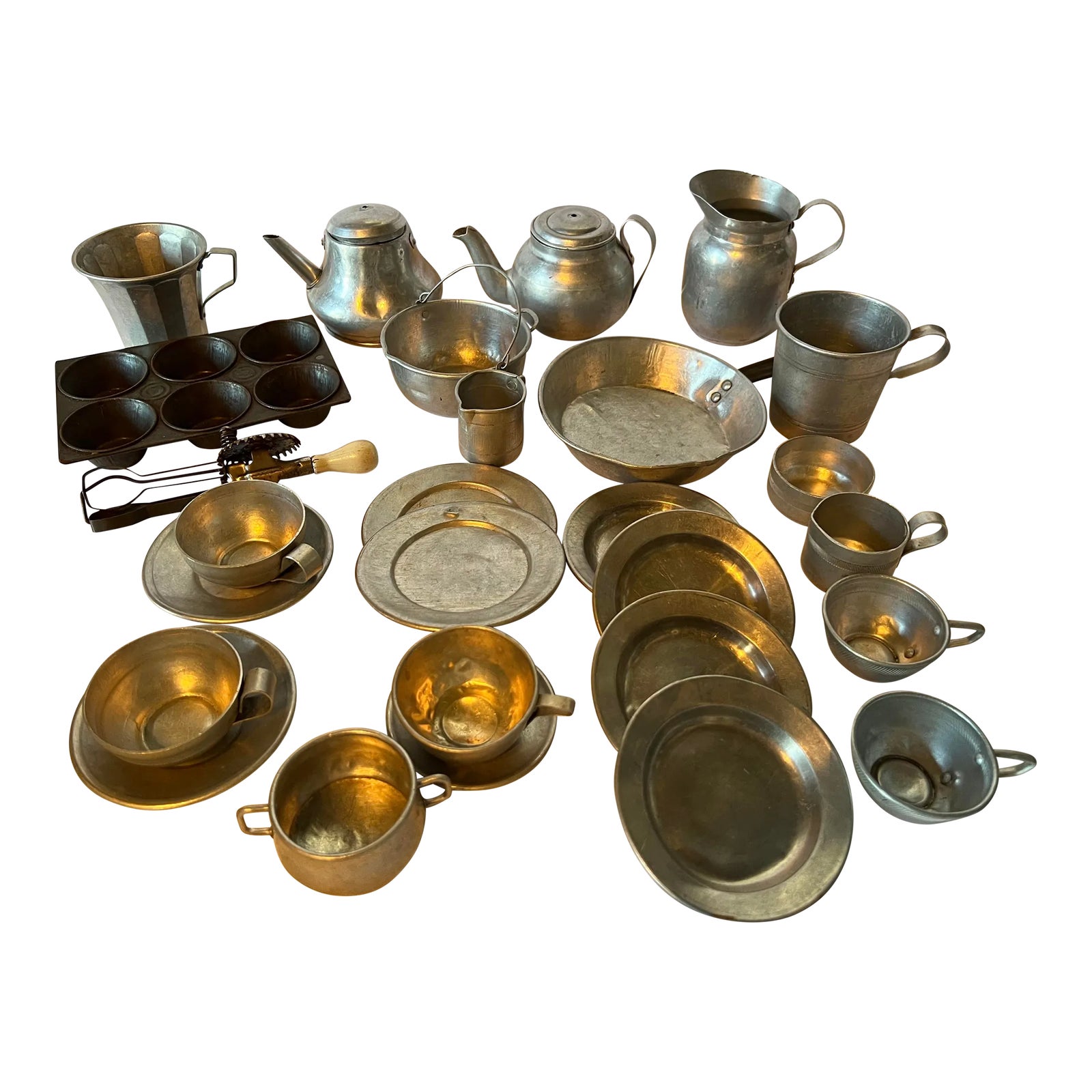 Vintage Tin Child’s Cookware Set- 29 Pieces | Chairish