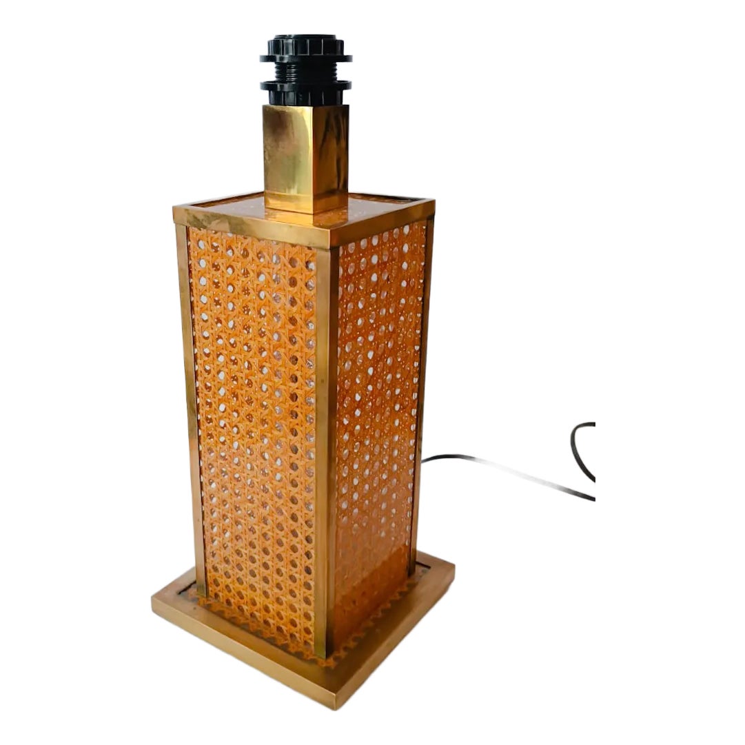 Mid-Century Modern Brass and Vienna Straw Table Lamp from Christian ...