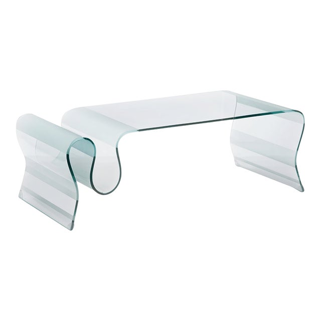 1980s Undulating Wavy Glass Coffee Table With Frosted Accents | Chairish