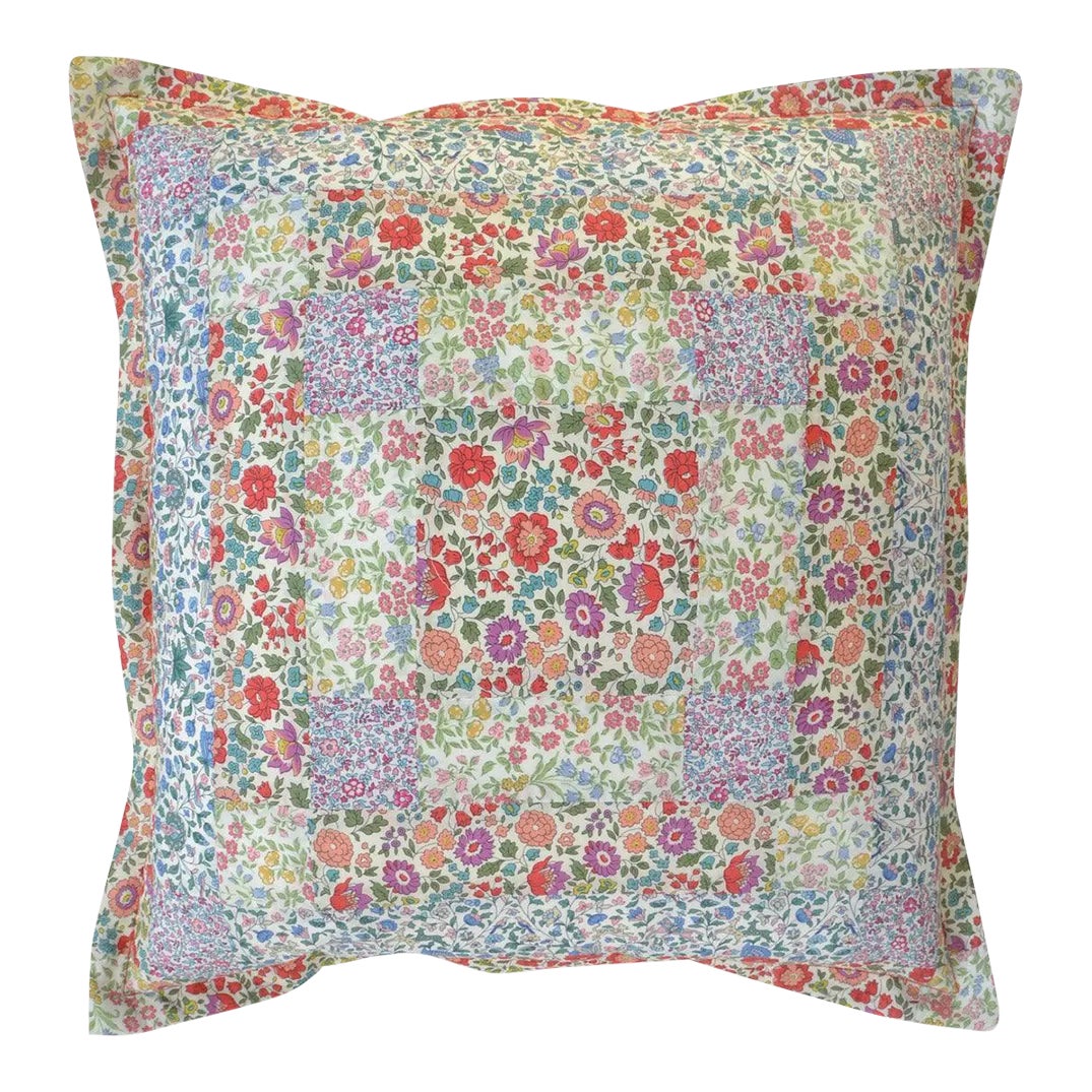 Patchwork Cushion Made With Liberty Fabric d'Anjo Peach | Chairish