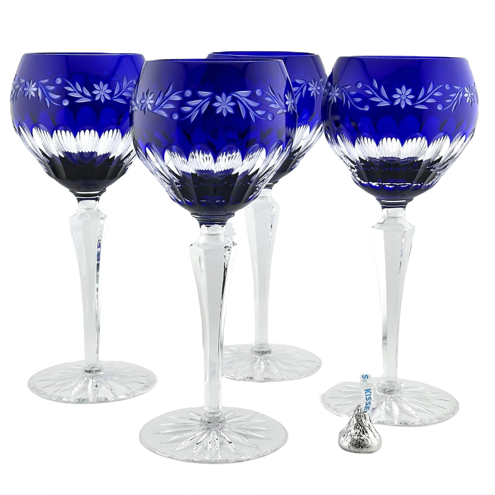 Cobalt Cut-to-Clear Wine Hocks | Set of 4 Vintage Design Guild by Ajka ...