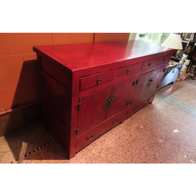 19th Century Chinese Red Lacquered Chest | Chairish