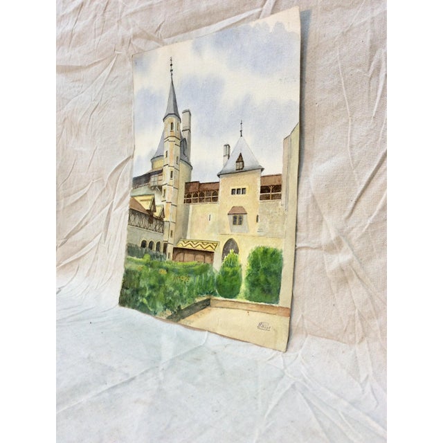 Mid 20th Century French Watercolor Painting of Chateau La Roche Pot ...