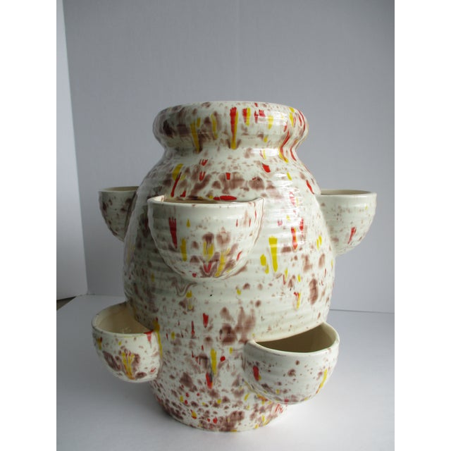 Mid-Century Modern Splatter Paint Strawberry Planter | Chairish
