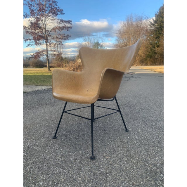 1950s Selig Lawrence Peabody Fiberglass Wingback Chair Beige | Chairish