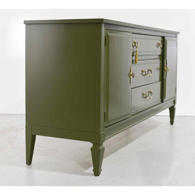 Mid Century Transitional Buffet in Green - Newly Painted | Chairish