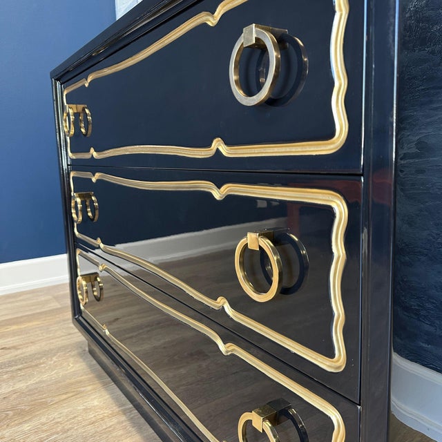 1950s Black Lacquered Dorothy Draper Inspired Dresser | Chairish