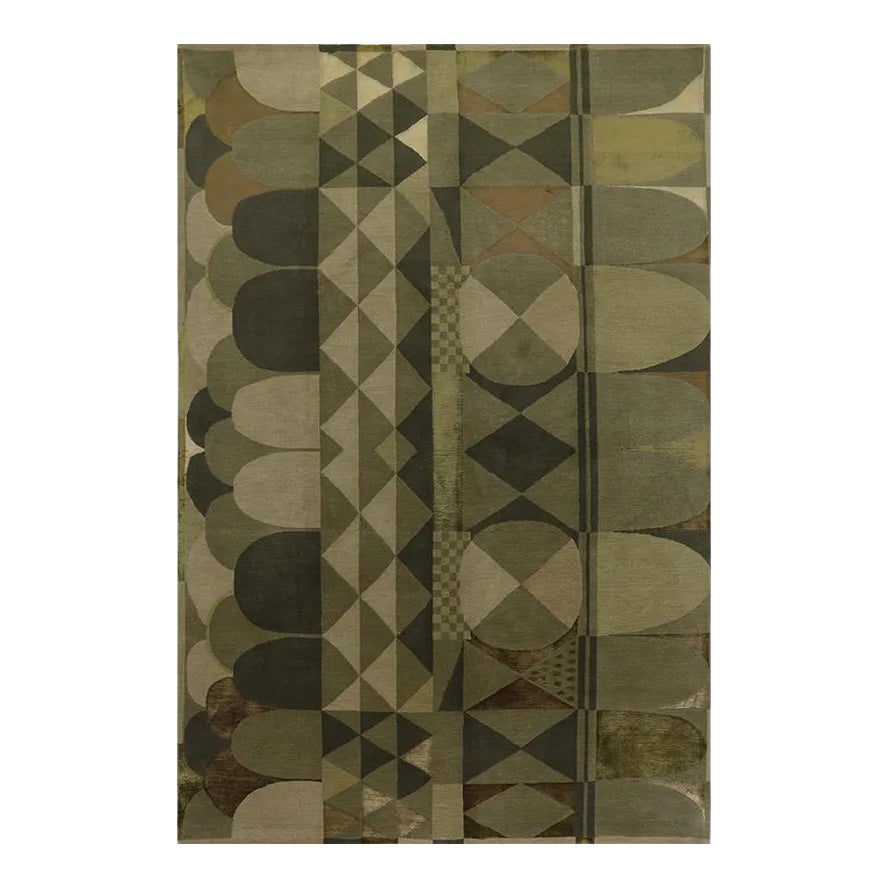 Handwoven Modern Green Area Rug 6'1" X 9'4" | Chairish