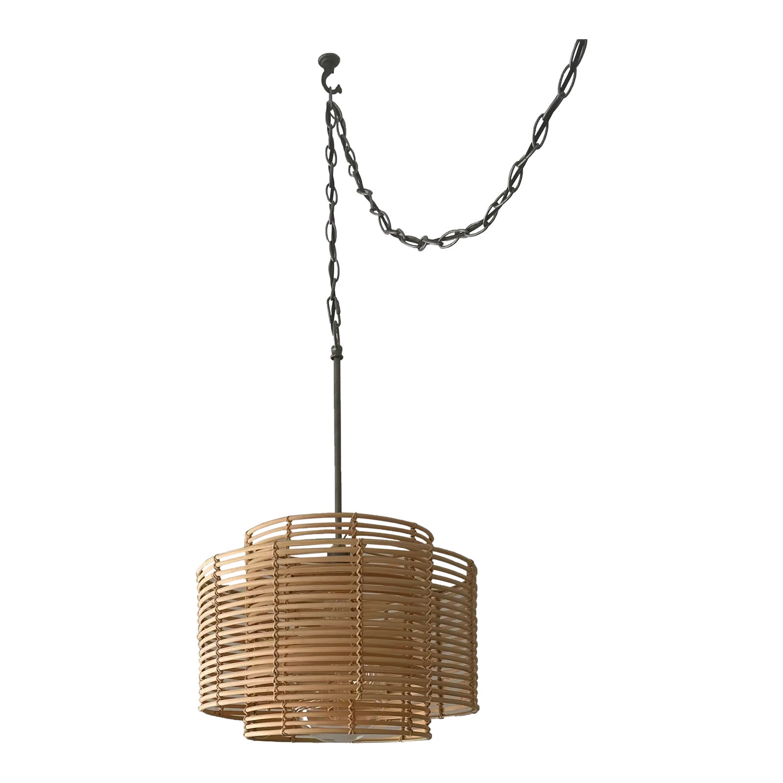 Vintage Bamboo Wicker Rattan Natural Pendant Light Chairish