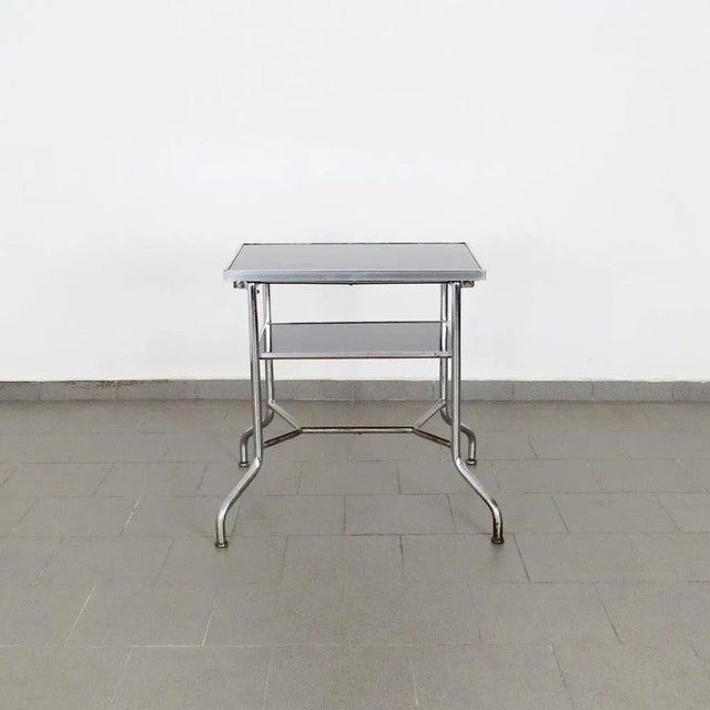Tubular Side Table in Chrome and Glass | Chairish