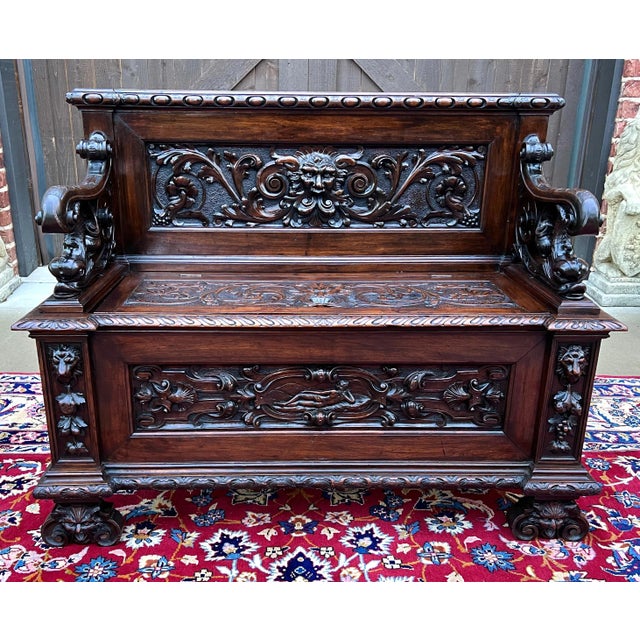 Antique Italian Bench Settee Entry Hall Bench Renaissance Revival ...