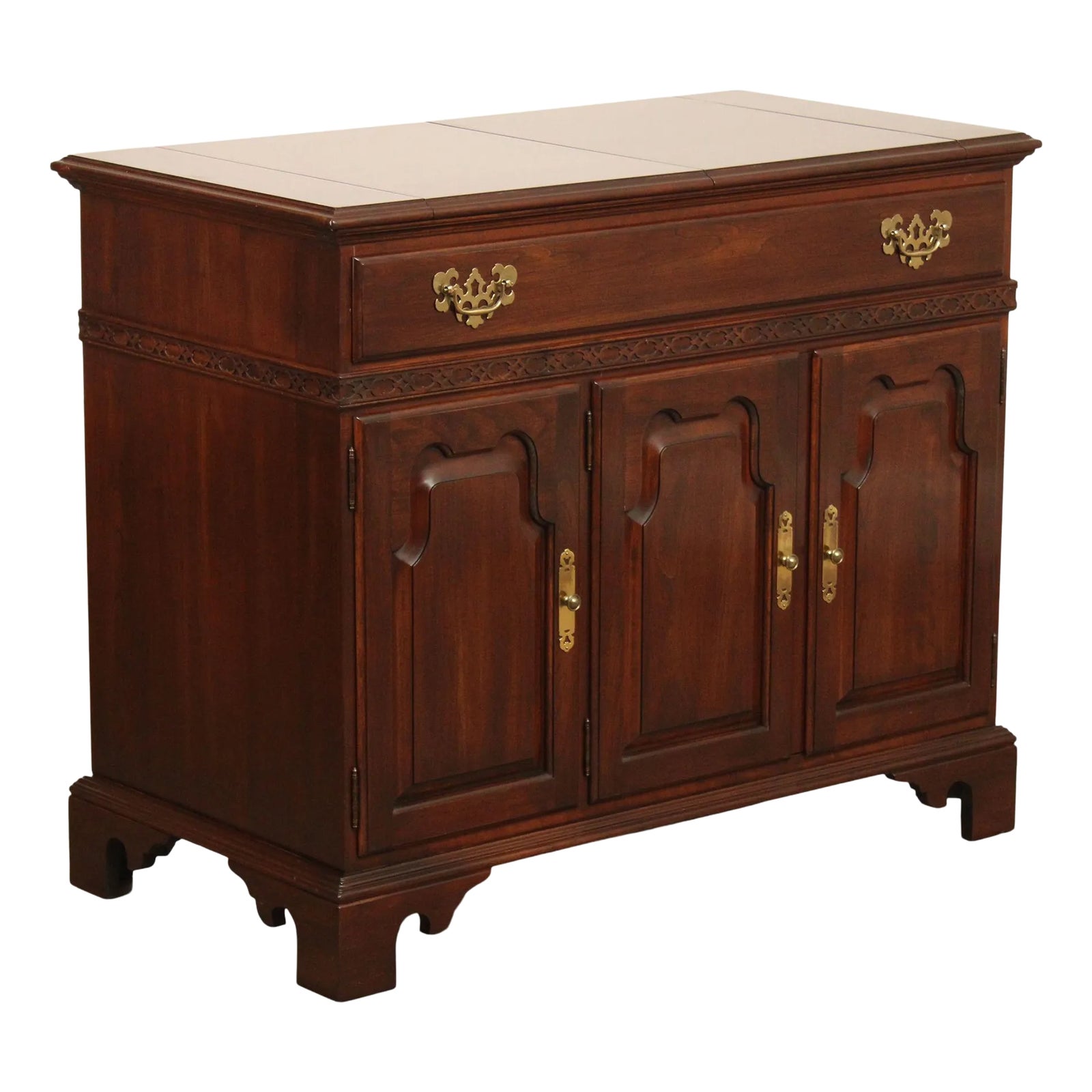 Ethan Allen Georgian Style Cherry Flip-Top Server | Chairish
