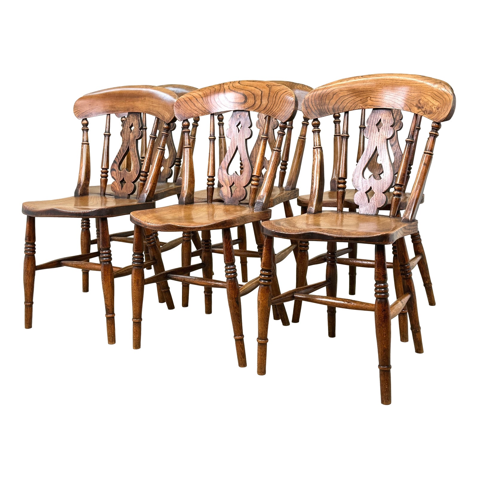 Mid-19th Century Farmhouse Kitchen Windsor Dining Chairs, 1860, Set of ...