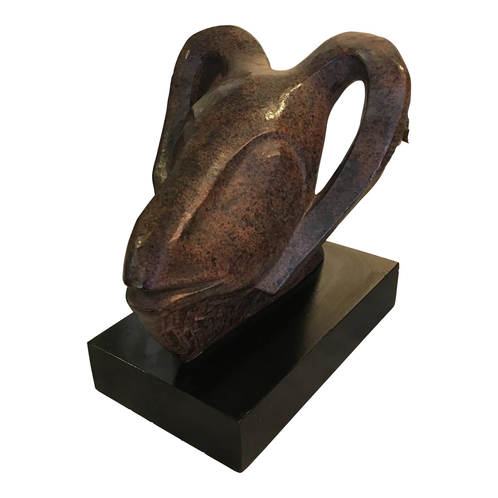 Textured Metal Ram Head Sculpture | Chairish