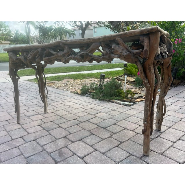 Mid 20th Century Midcentury Modern Twig Tree Driftwood Console Table | Chairish