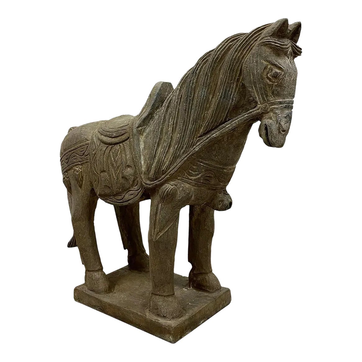 Early 20th Century Chinese Vintage Carved Stone Horse Statue/Sculpture ...