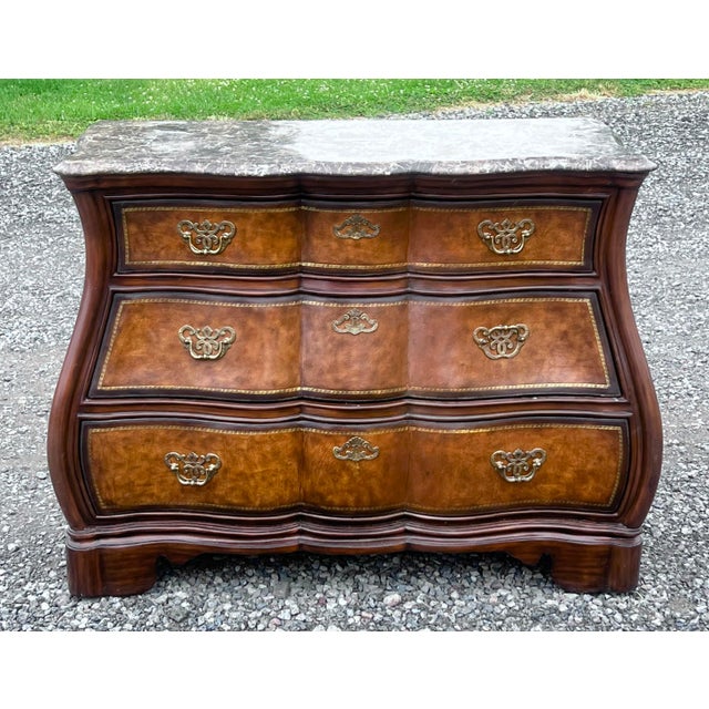 Thomasville Ernest Hemingway Leather Embossed Bombay Chest | Chairish