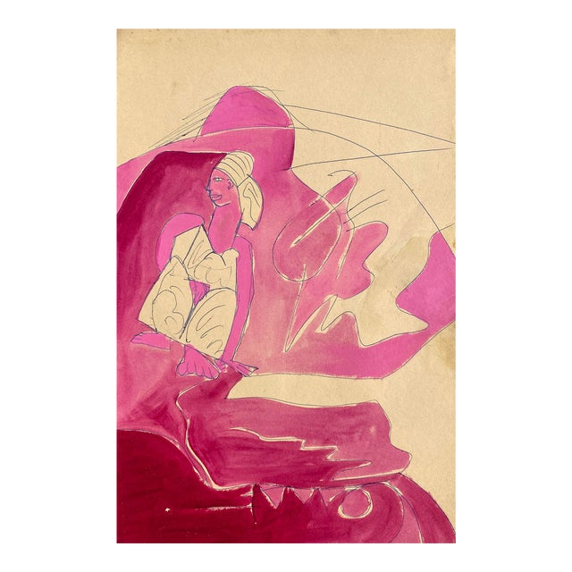 1960s Larry Connatser Pink Female Figural Painting | Chairish