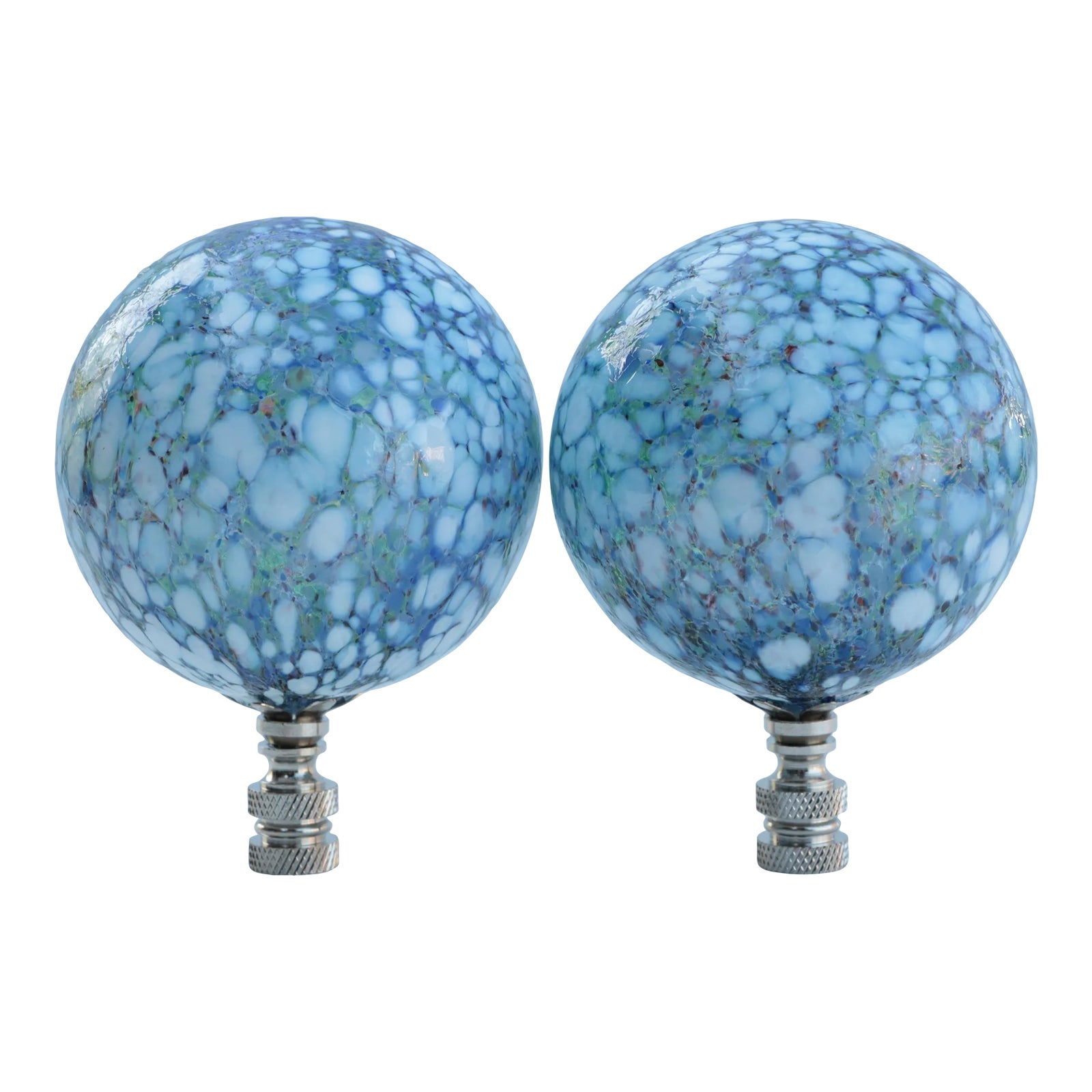 Speckled Handblown Glass Lamp Finials - a Pair | Chairish