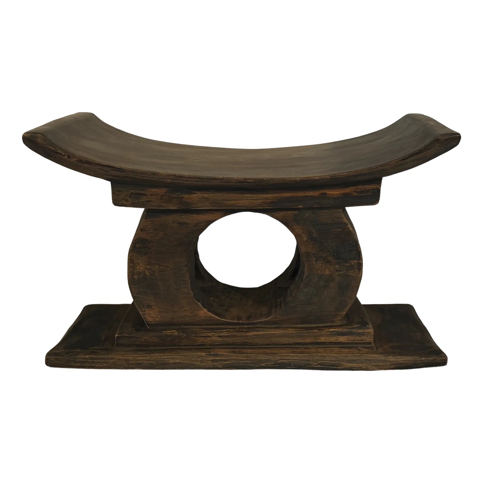 Vintage Ashanti Carved Wood Royal Stool 12.5" H by 20.75" W | Chairish