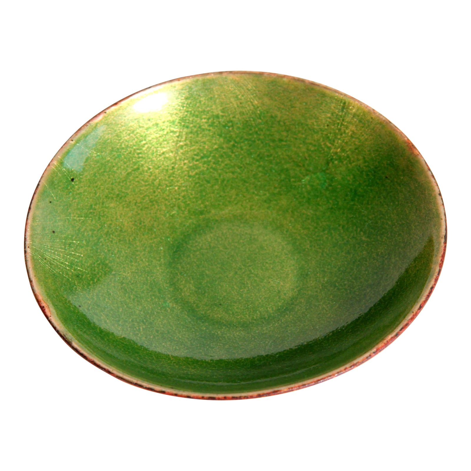 Vintage Mid Century Modern Green Enamel on Copper Pin Dish | Chairish
