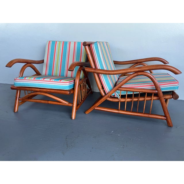 1960s Pair of Vintage Tiki Style Bent Cane Lounge Chairs | Chairish
