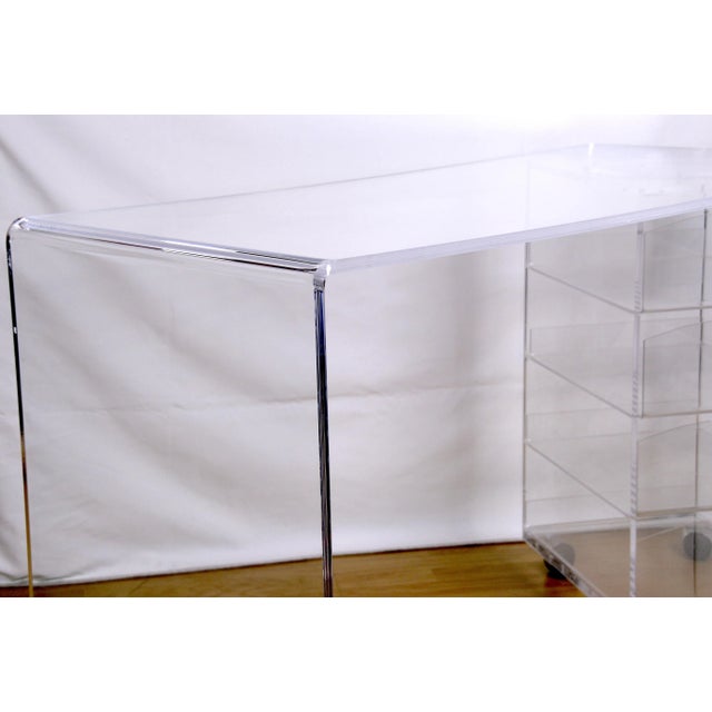 Late 20th Century Modern Transparent Lucite Desk With Adjustable Drawer ...