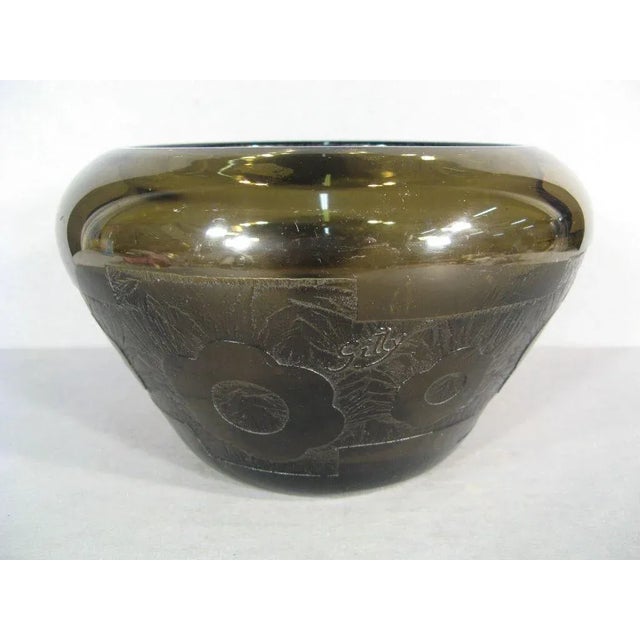 Art Deco Signed Gilly Acid-Etched Glass Bowl, 1930s | Chairish
