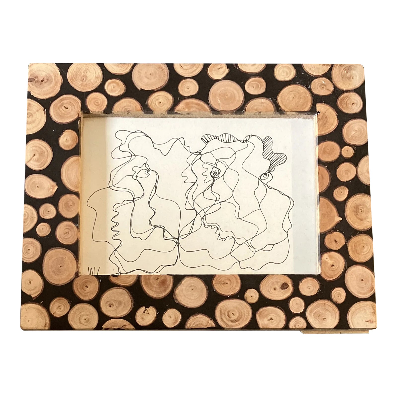 1980’s Original Wayne Cunningham Abstract Ink Drawing Tabletop Frame ...