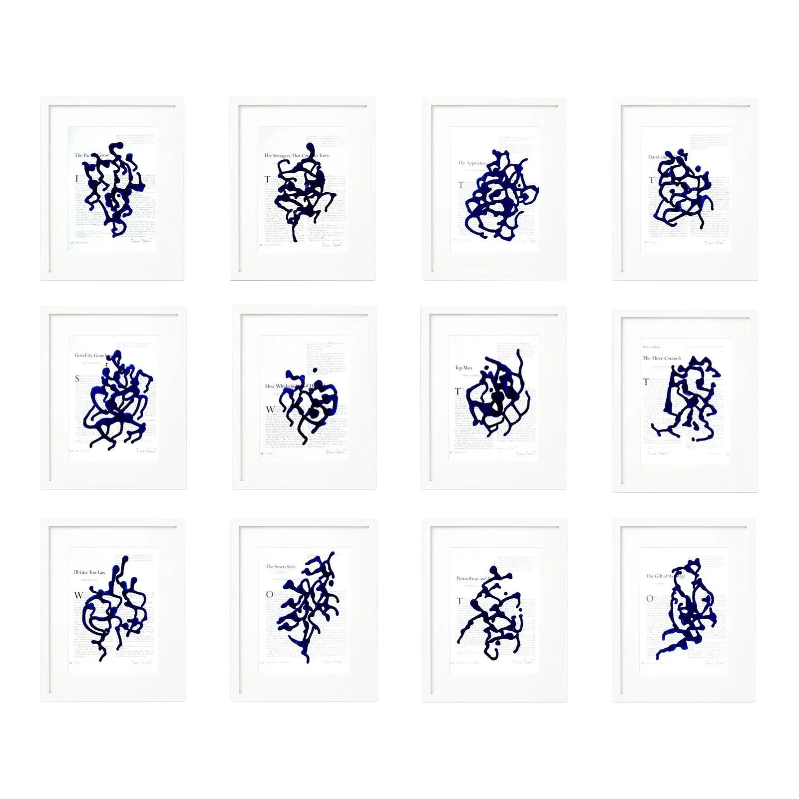 Set of 12 - Wood Shadow Box Framed Originals by Diane Grant 'Black ...