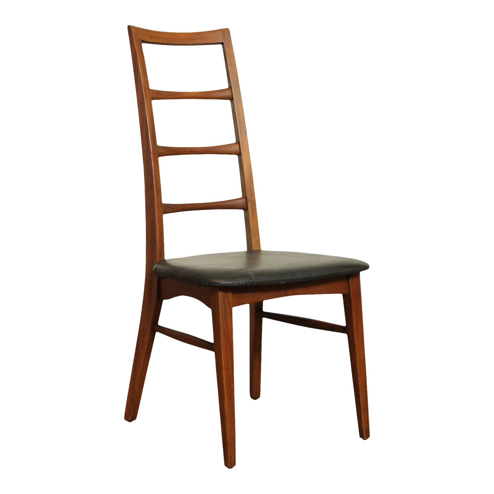Mid Century Modern Vintage Walnut Ladder Back Side Chair | Chairish
