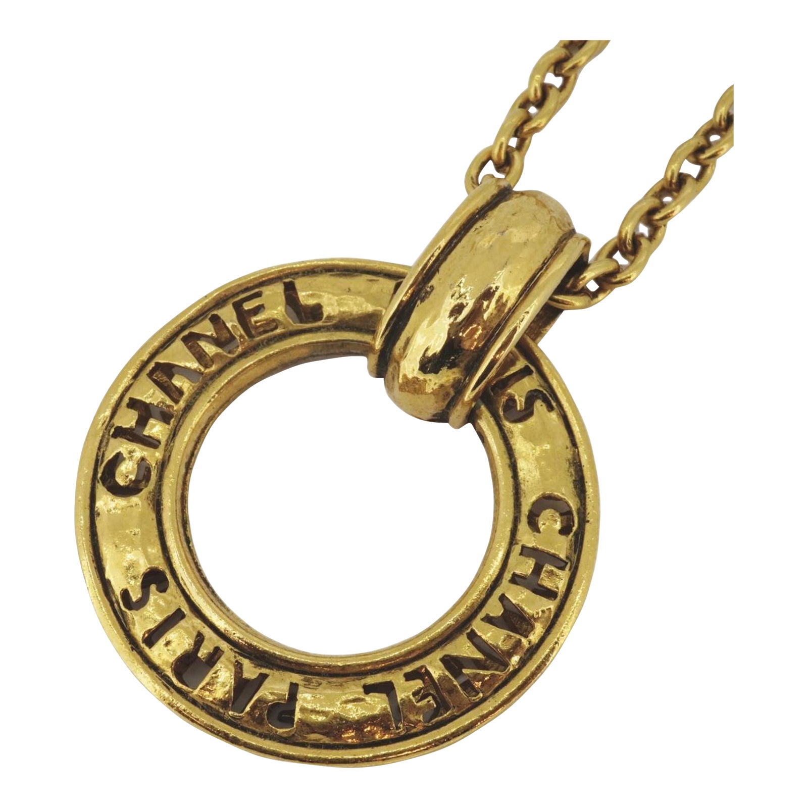 Chanel Necklace Circle Gp Plated Gold Women's | Chairish