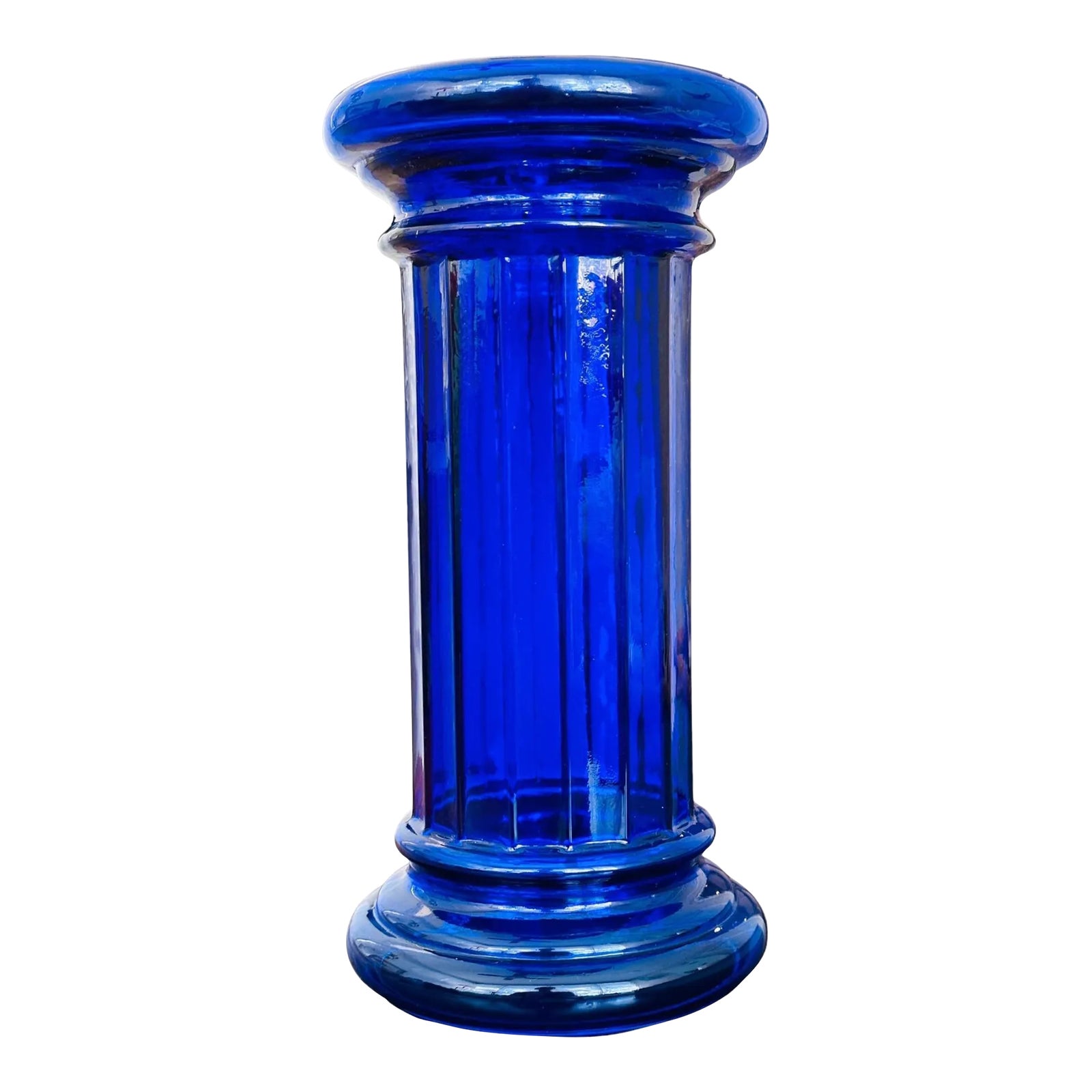 Vintage Cobalt Blue Pilgrim Art Glass Column | Chairish