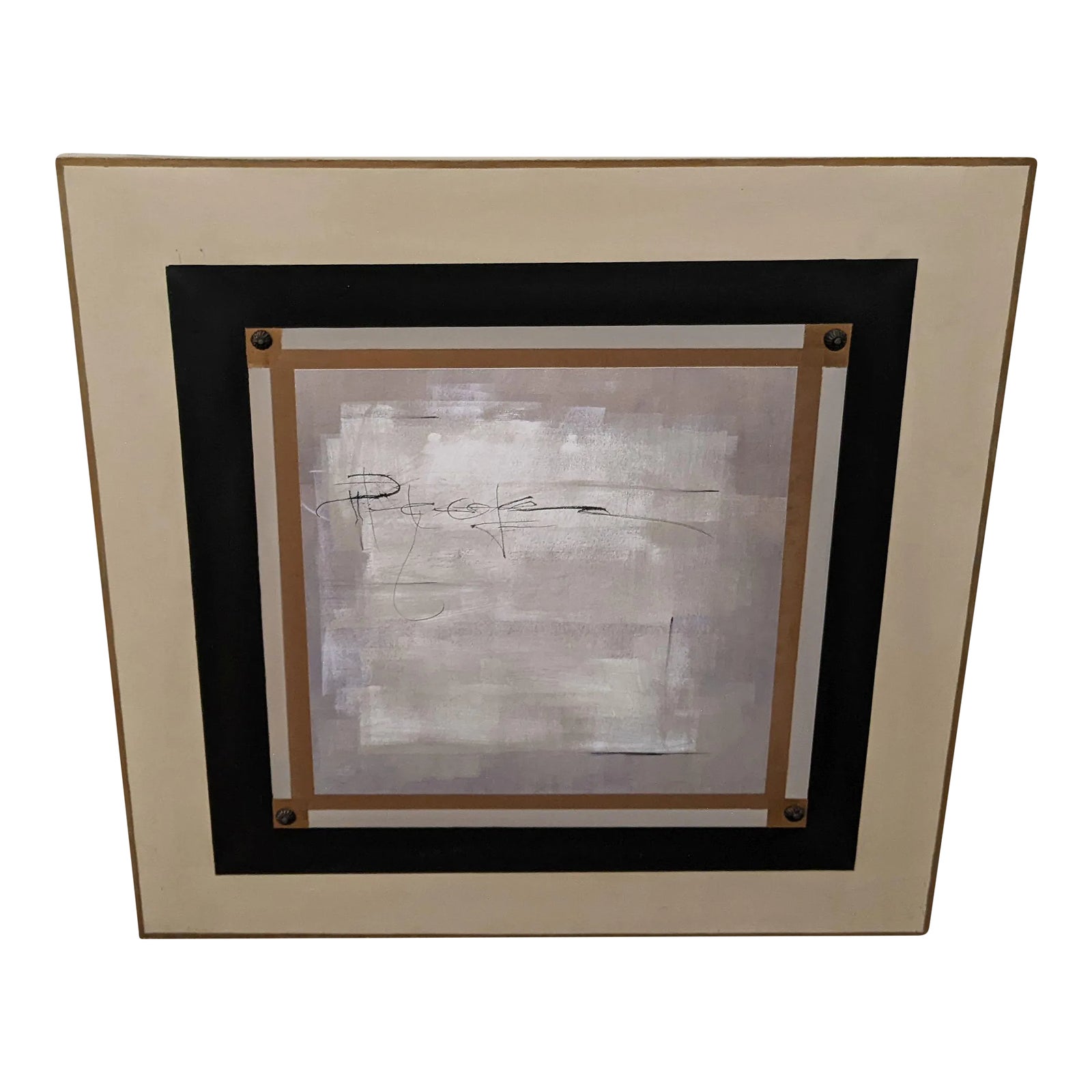 John Richard Neiman Marcus Mixed Media Art Wrought Iron Scroll & Wood ...