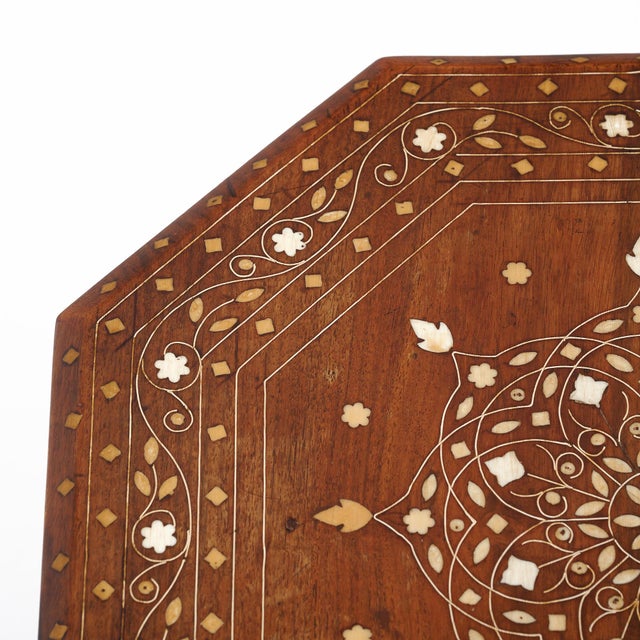 Indian Side Table From Hoshiarpur With Bone Inlay | Chairish