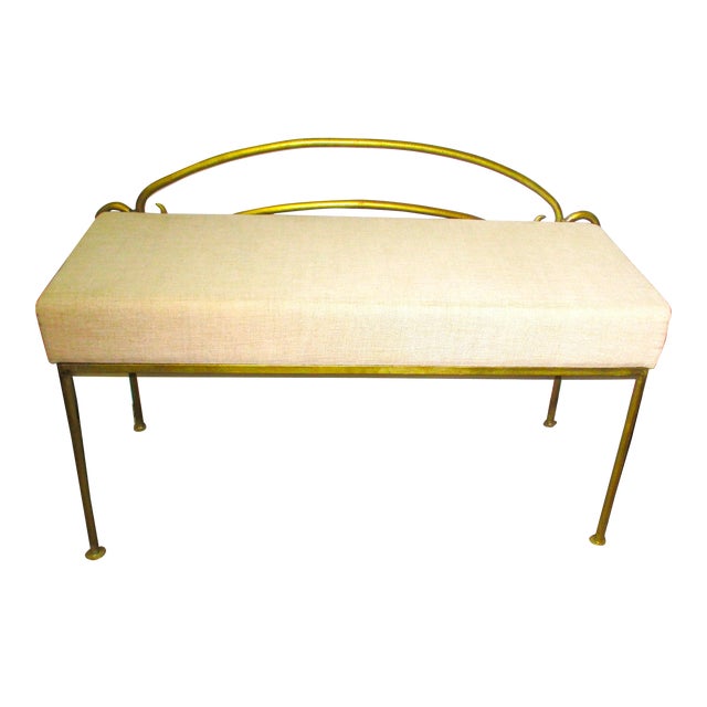 Vintage Ornate Heavy Wrought Iron Vanity Bench | Chairish