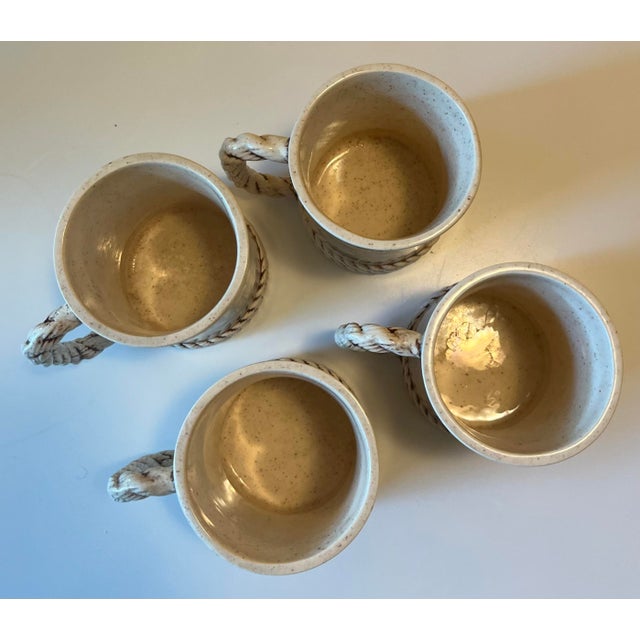 Seaside Chic Handmade Nautical Coffee Mugs With Rope Trim, Set of 4 ...