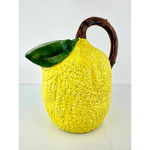 Vintage Mid Century Italian Hand Painted Lemon Pitcher | Chairish