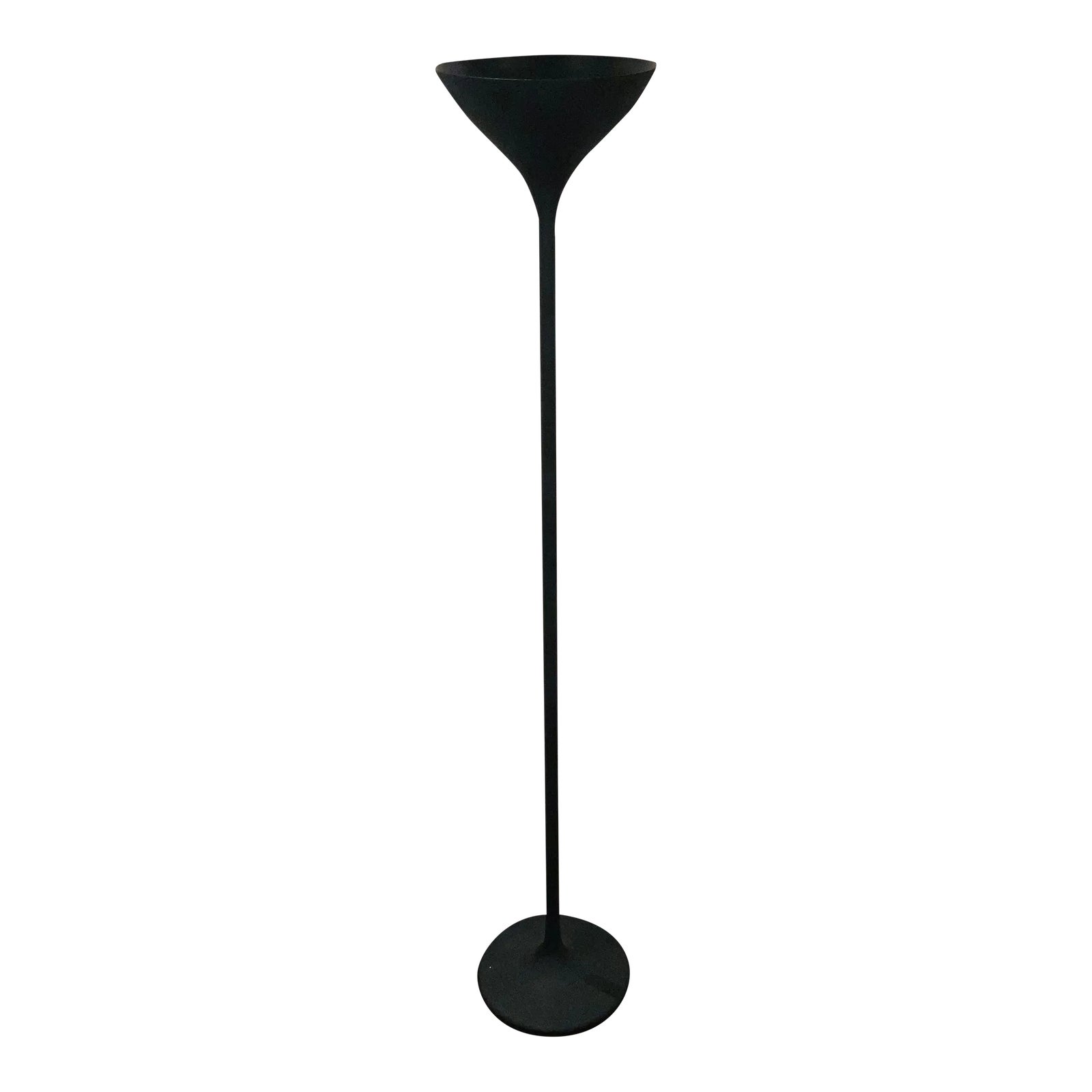Modern Textured Black Metal Torchiere Floor Lamp | Chairish