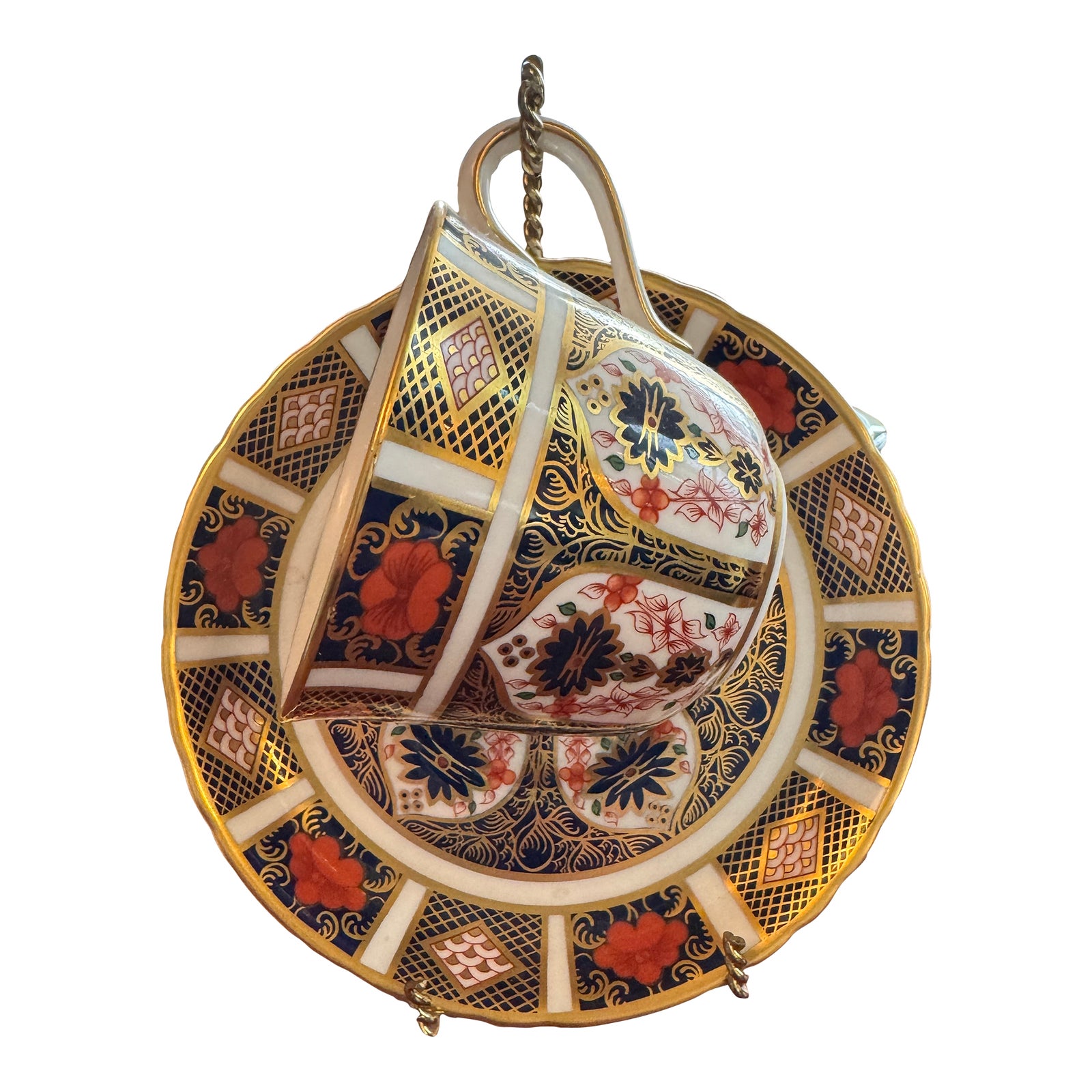 1920s Royal Crown Derby “Old Imari” Flat Cup and Saucer Set With ...