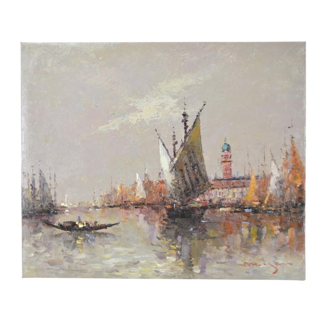 1990s Venetian Lagoon With St. Marks Morgan Impressionist Inspired ...