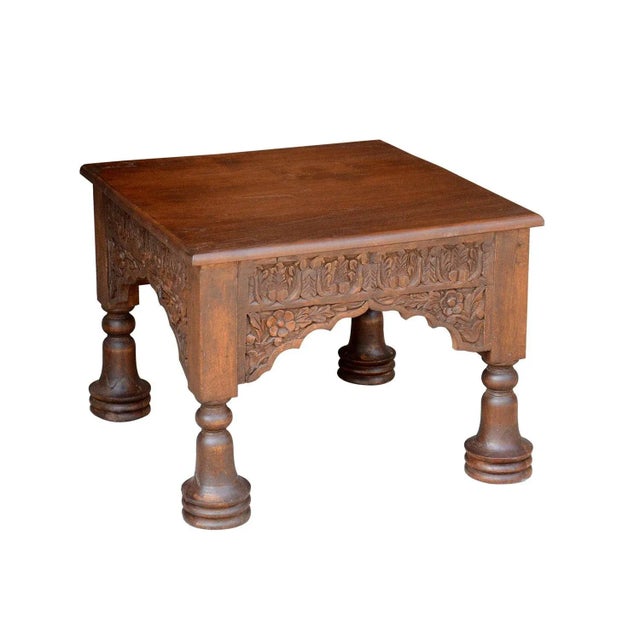 Early 20th Century Vintage Carved Arch Repurposed End Table | Chairish