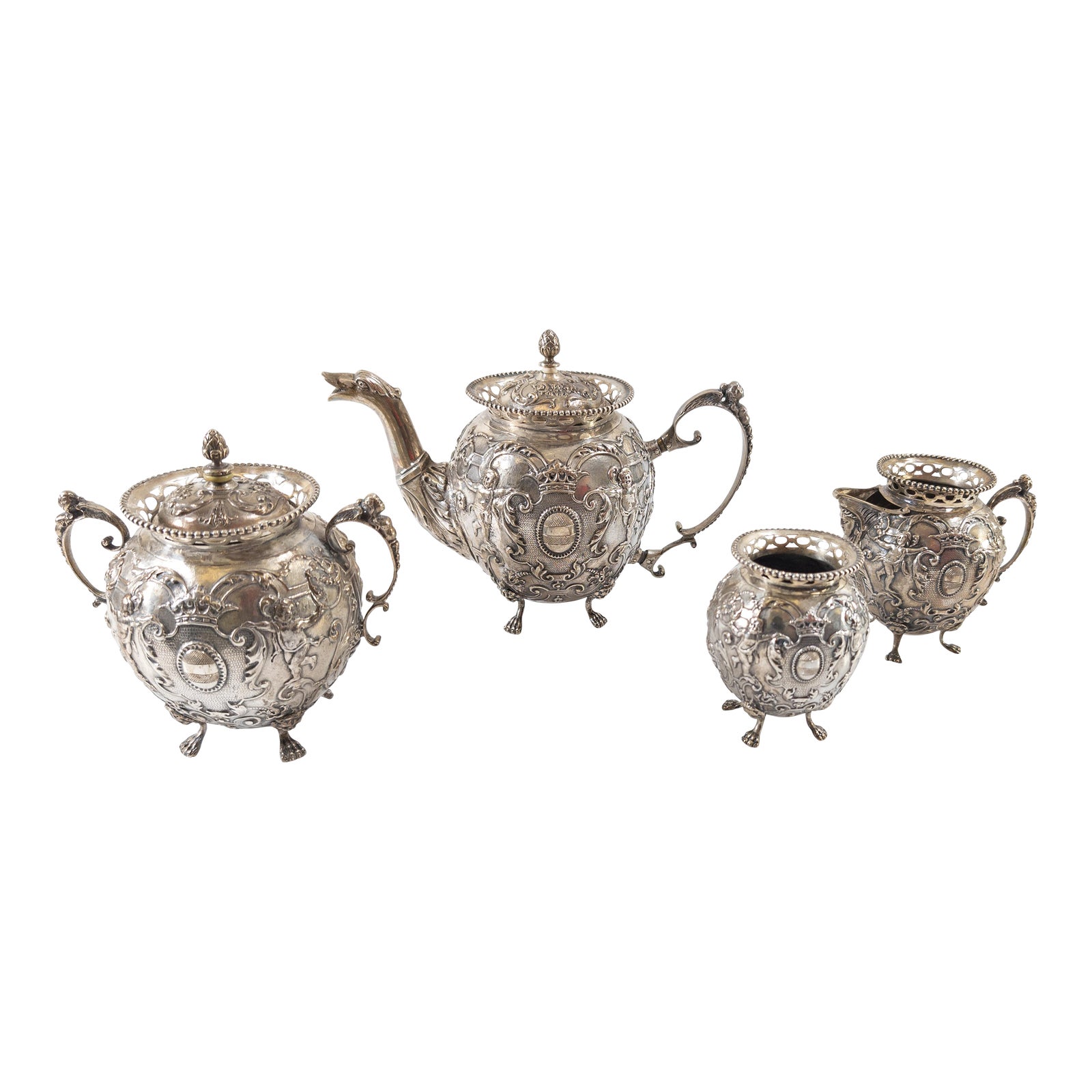 19th Century Continental 800 Silver Rococo Style Tea Set From Hanau ...