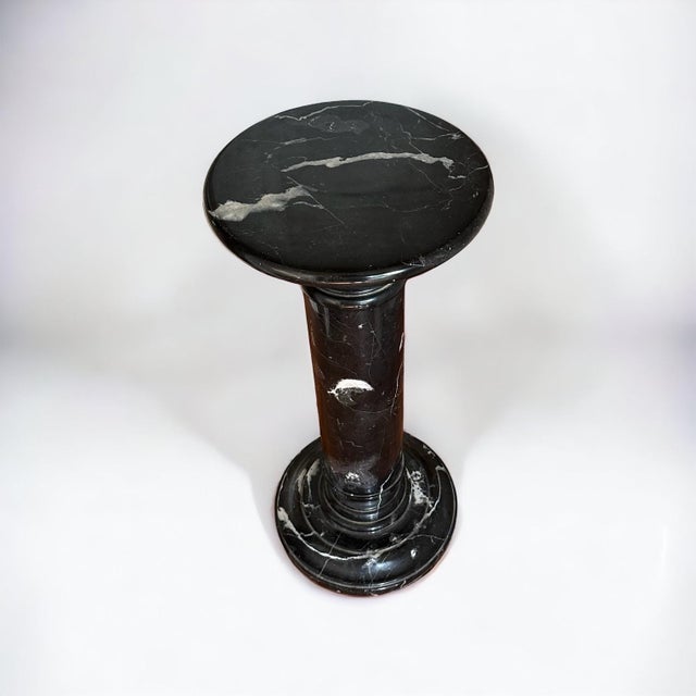 Vintage Solid Black Marble Pedestal | Chairish